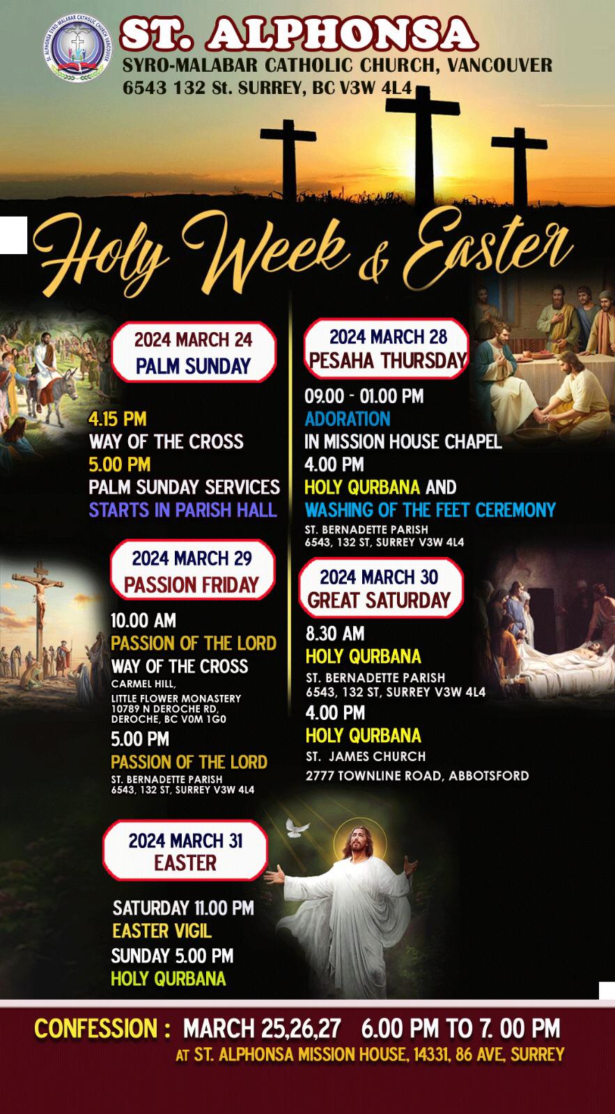 Holy Week Schedule – 2024 – St. Alphonsa Syro Malabar Catholic Church ...