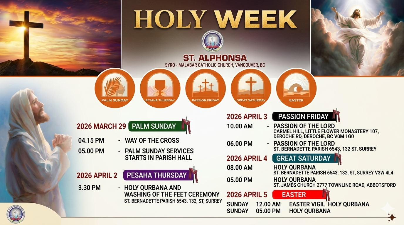 Holy Week Schedule – 2026 – St. Alphonsa Syro Malabar Catholic Church ...